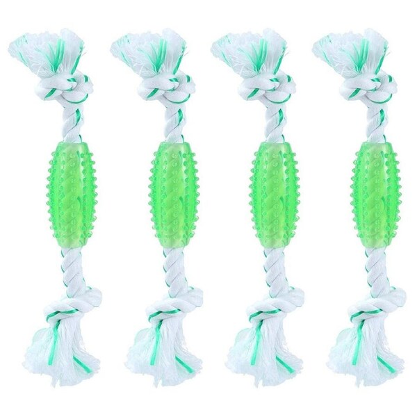 4x Paws & Claws 20cm Fresh Breath Pet Dental Rope Dog Toy Chew Bite ...