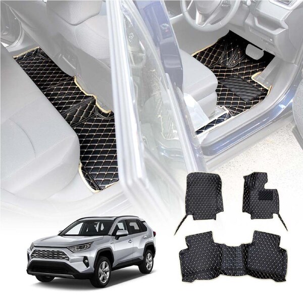 Premium Custom Made PU Leather Car Floor Mat Carpet Liner Complete Set ...
