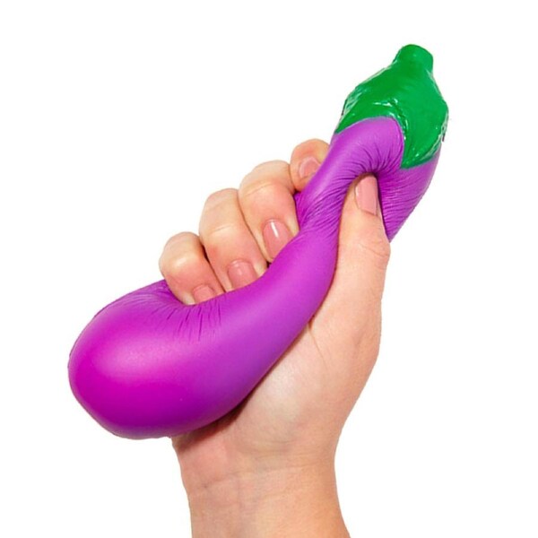 18cm Kids/Adult Bubblegum Stuff Eggplant Stress-Relieve Squeeze Foam Squish Toy | Woolworths