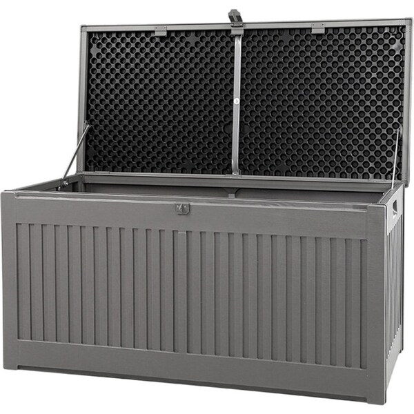 Lockable Outdoor Storage Container Box Dark Grey - 270L | Woolworths
