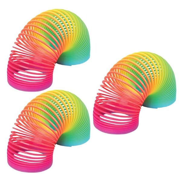 3x Discovery Rainbow Plastic Spring 6cm Toy Plastic Stretchy 3y+ Kids ...