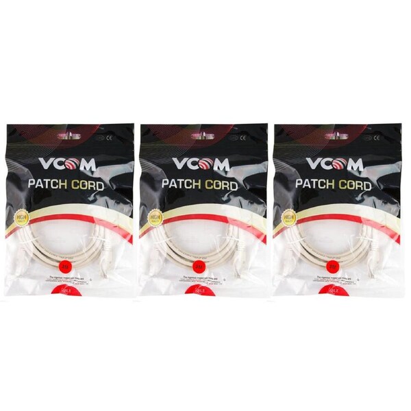3x V-Com 3m UTP Cat5E Ethernet Cable 10/100Mbps Network LAN RJ45 ...