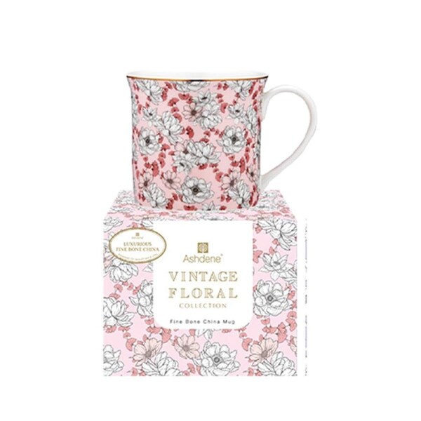 Ashdene Vintage Floral Wide Flare Fine Bone China Mug - Rose | Woolworths