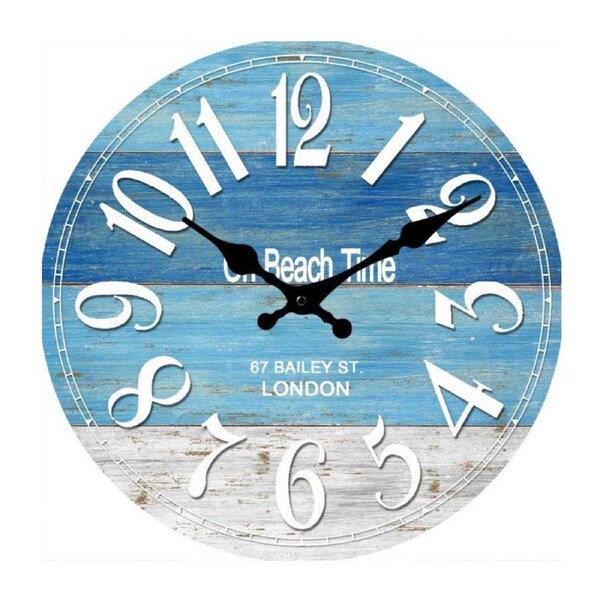 French Country Wall Clock 30cm ON BEACH TIME Glass | Woolworths