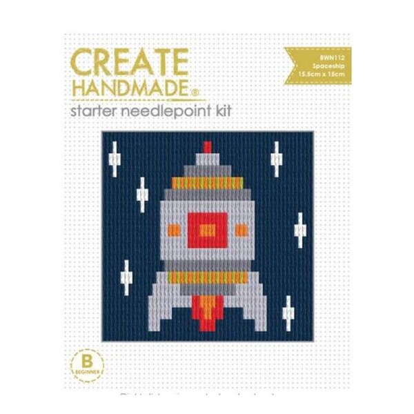 Create Handmade Needlepoint Kit Kids Spaceship 15x15.5cm | Woolworths