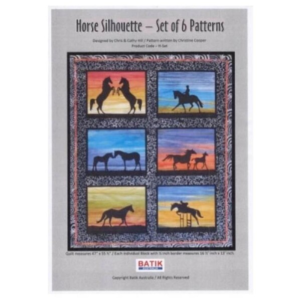 Quilting Sewing Horse Silhouette Quilt Pattern Set 6 Designs NO Fabric ...