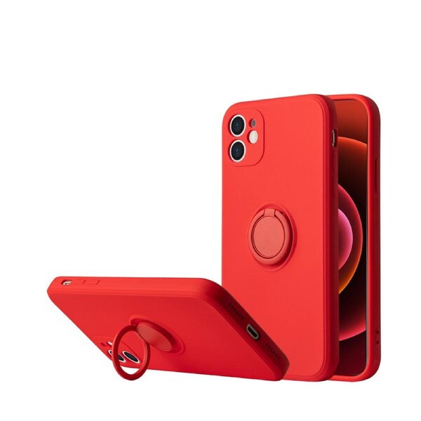 ZUSLAB iPhone 12 5G Case Silicone Stand Magnetic Finger Ring Kickstand ...