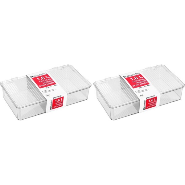 2x Boxsweden 1.6L/27.5cm Crystal Hinged Container Storage Home ...
