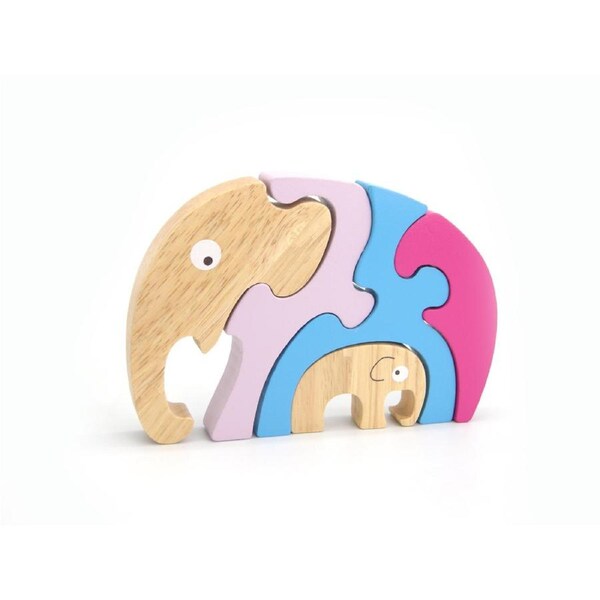 Kaper Kidz - Wooden Stacking Jigsaw - Elephant & Baby | Woolworths