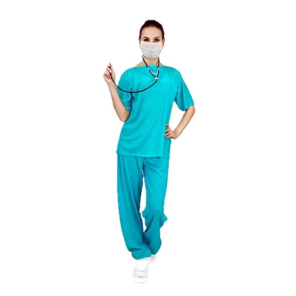Female Doctor Costume Emergency Scrubs Nurse Halloween Medical Dress ...