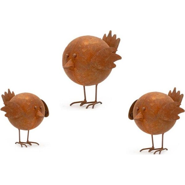 3pc Tweeties Metal Birds Garden Home Decor Set Rusty Ornament Backyard ...