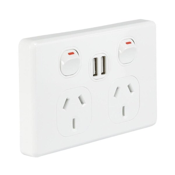 NLS 30734 - Double Power Point 10Amp with Dual 2.4 Amp USB - Classic ...