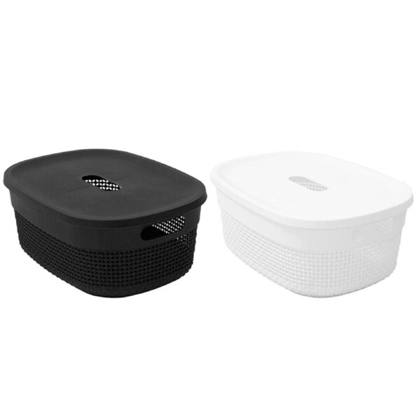 2x Boxsweden Boston 38x27.5cm Storage Basket Container w/Lid Large ...