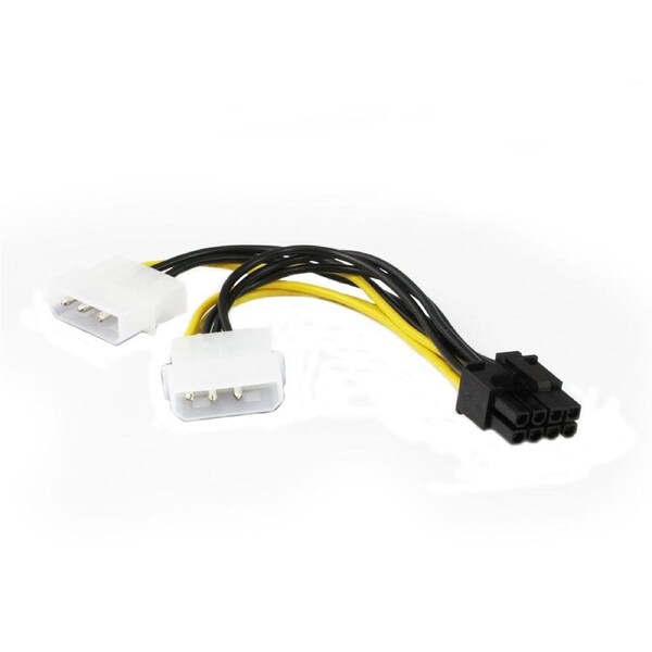 15CM PCIe 8Pin ( 6+2 ) Male to 2 x Molex 4Pin Female Cable [CB-PS-282 ...