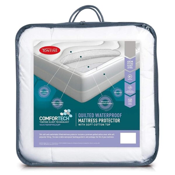 Tontine 183x203cm Comfortech Quilted Waterproof Mattress Protector King Bed | Woolworths