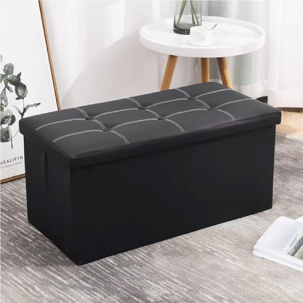 Folding Ottoman, Shoes Changing Stool, Pouffe Seat Foot Stool, Large ...