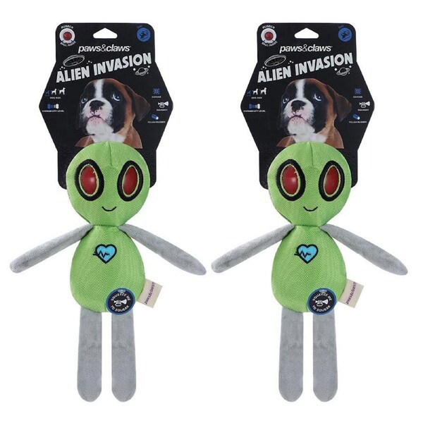 2PK Paws & Claws 30cm Alien Invasion Pet Dog/Cat Interactive Toy Alien ...