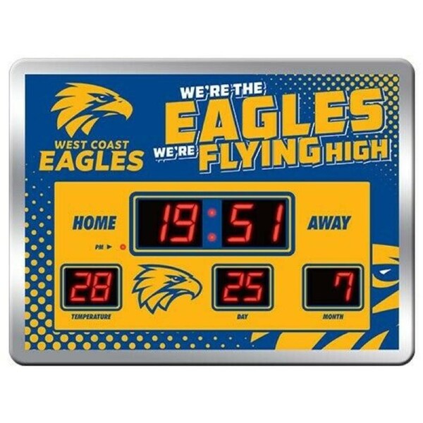 AFL LED Scoreboard Clock - West Coast Eagles - 45x33cm - Time Temp Date ...