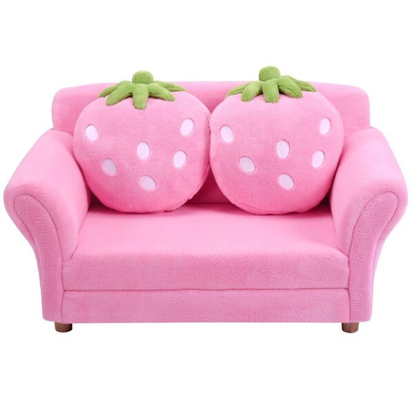 Costway Double Strawberry Sofa Chair Couch Lounge Upholstered Armchair ...
