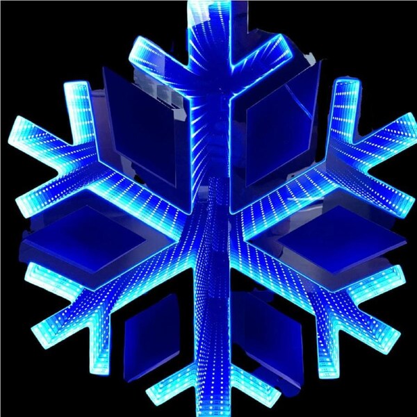 Infinity LED Mirror Light Hanging Snowflake Large Blue 60cm | Woolworths