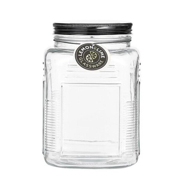 2 x 1.5L Glass Jar Food Kitchen Pantry Storage Container Screw Lid ...