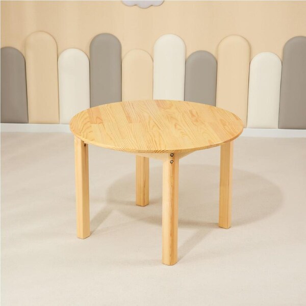 80CM Round Wooden Timber Kids Table Childrens Study Activity Desk ...