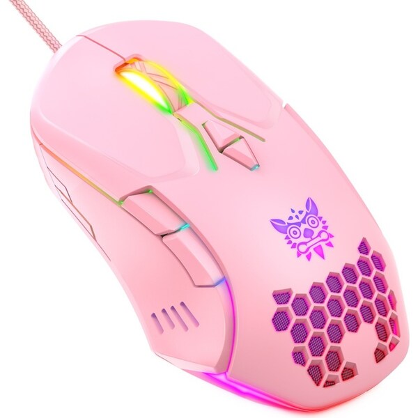 ONIKUMA CW902 Wired Gaming Mouse 6400DPI RGB Backlight Computer Mouse Hollow Honeycomb Mice PINK ...