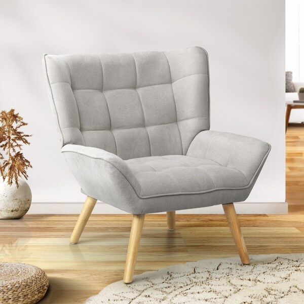 Oikiture Armchair Accent Chairs Sofa Lounge Fabric Upholstered Tub Chair Grey | Woolworths