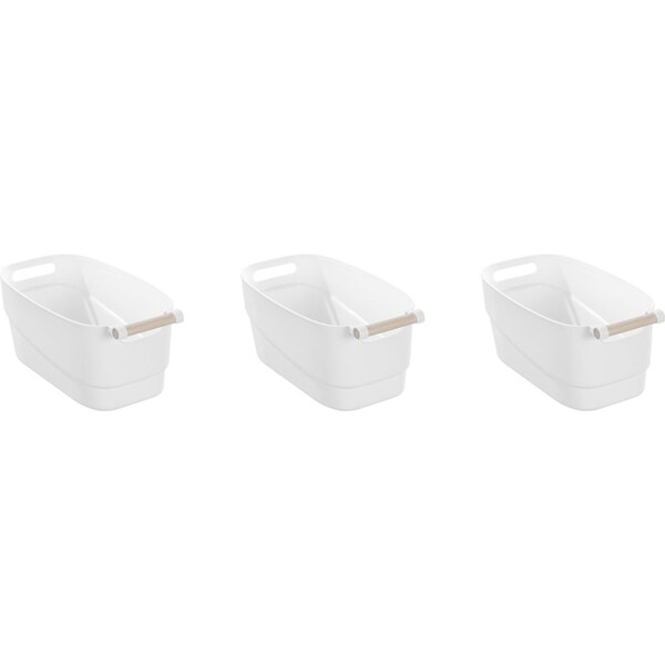 3x Boxsweden Sortea 5.8L/33.5cm Basket w/ Wood Handle Cabinet/Pantry ...