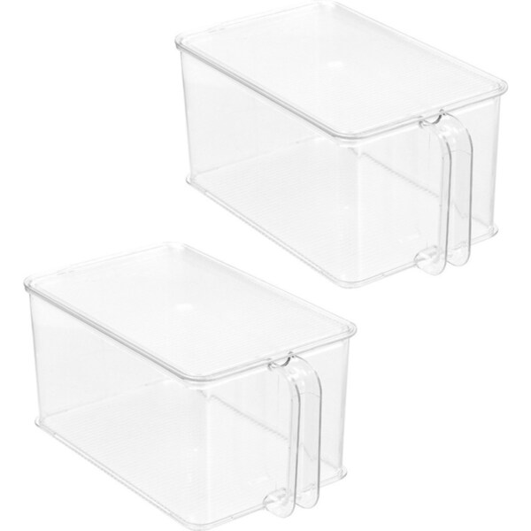 2x Boxsweden Crystal Easy Access Storer w/ Lid 6L Stackable Storage ...
