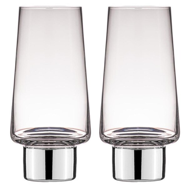 2PK Aurora Crystal Clear 350ml Highball Tumbler Glasses Drinking Cup Set Silver | Woolworths