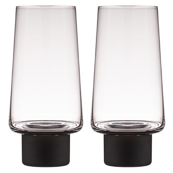 2PK Aurora Crystal Clear 350ml Highball Tumbler Glasses Drinking Cup Matte Black | Woolworths