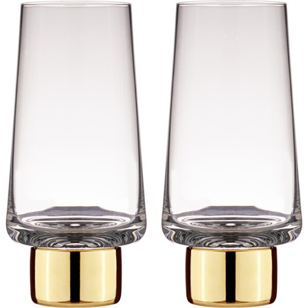 2PK Aurora Crystal Clear 350ml Highball Tumbler Glasses Drinking Cup Set Gold | Woolworths