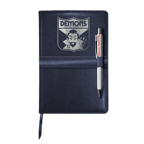 Melbourne Demons AFL Heritage Logo Notebook with Pen Strap Gift Set ...