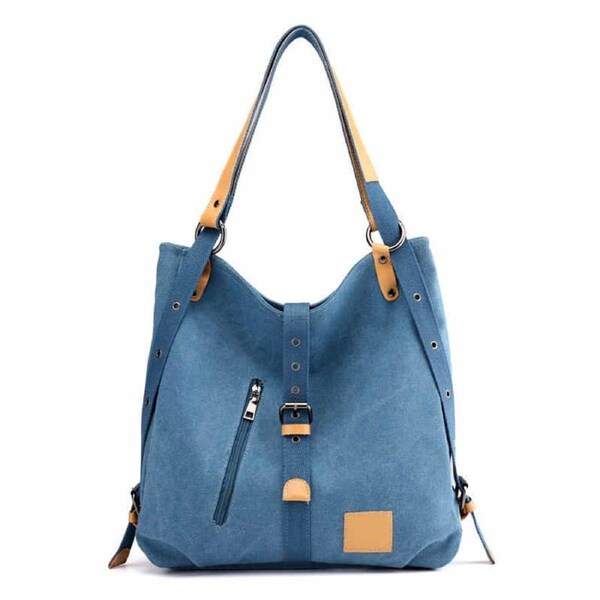 Nevenka Women Canvas Bag Casual Backpack Vintage Shoulder Bag-Blue ...