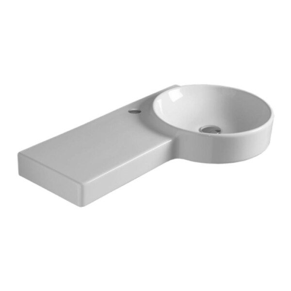 Simas FL05 87SK Tondo Flow 87 Ceramic Wall-Hung Washbasin 1 Tap Hole ...