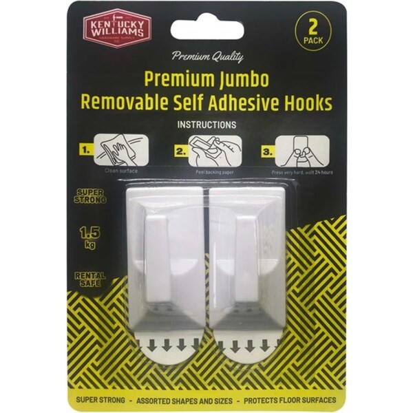 10pcs Jumbo Removable Self Adhesive Wall Hooks Organisation Hanger Hook ...