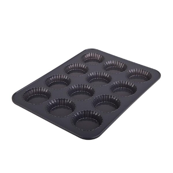 Daily Bake Non Stick Silicone 12 Cup Mini Quiche Pan Steel Frame Baking ...