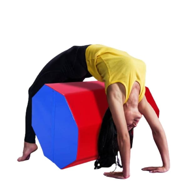 Medium - 52cm (Dia)*72cm Octagon Tumbler Gymnastics Mat - Skill Shape Exercise Traning Kits - 3 ...