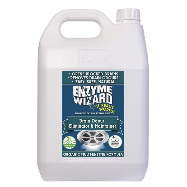 Enzyme Wizard 5L Sink/Shower/Urinal Drain Cleaner Odour Eliminator ...