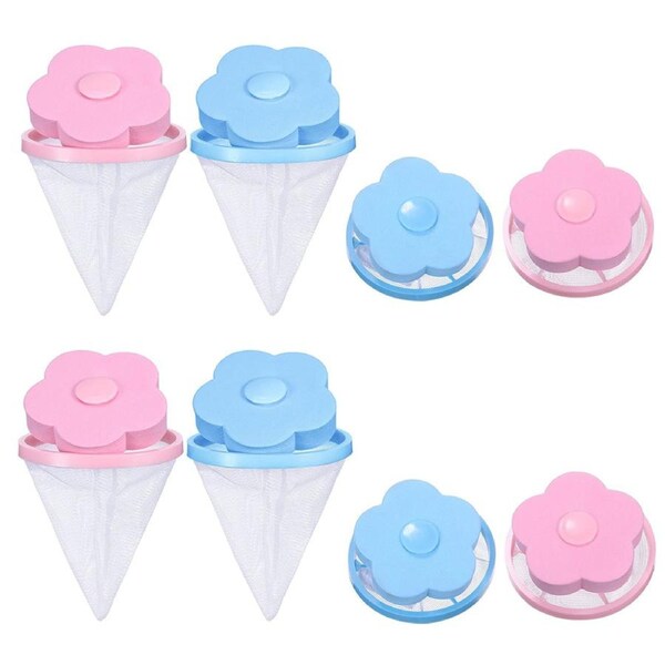 8Pcs Reusable Washing Machine Floating Lint Mesh Bags-Blue&Pink ...