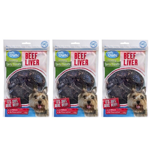 3x Pets Own Healthy Tasty Beef Liver Natural Dog/Pet Chews//Snacks ...