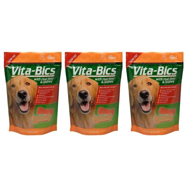 3x Pets Own Low Fat Vita Bics Liver/Kidney Blend Dog Biscuits Treats ...