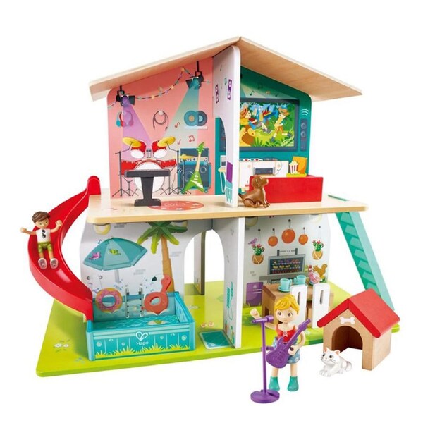 Hape Musical Rock & Slide Dollhouse w/ Sound Kids/Children Interactive ...