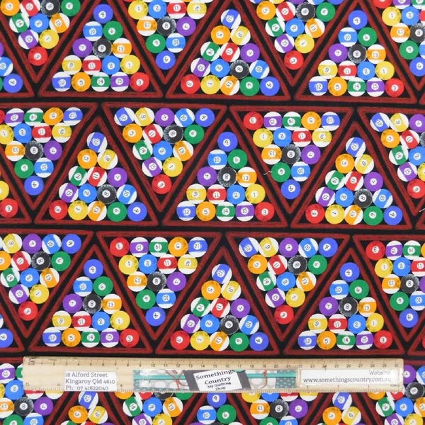 Quilting Patchwork Cotton Sewing Fabric Pool Balls Billiards 1 Meter ...