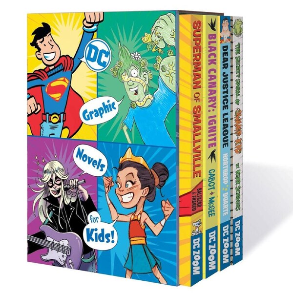 4pc DC Comics Graphic Novels w/ 21cm Slipcase For Kids Box Paperback ...
