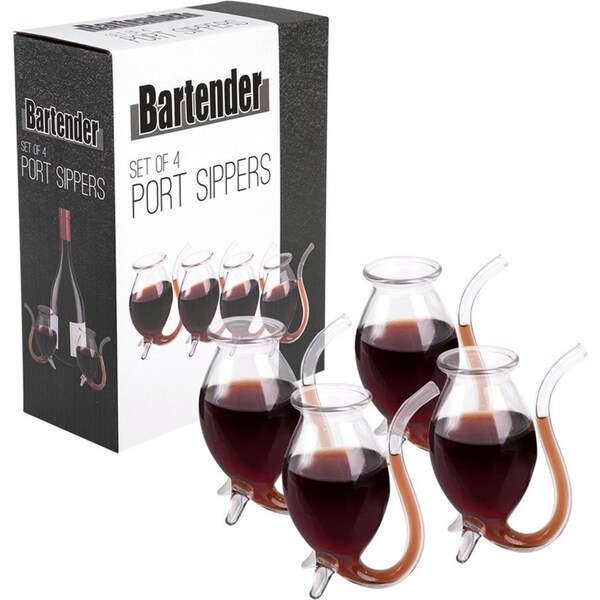 4pc Bartender 75ml Hand Blown Glass Port Sippers Bulb-Shape Glassware ...