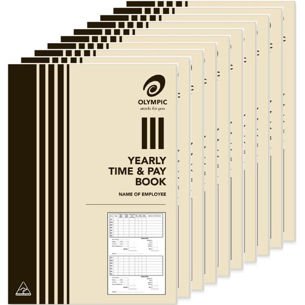 10 Pack Olympic Yearly Time & Pay Book Book Bulk | Woolworths