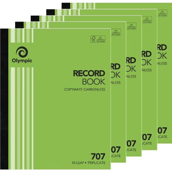 5 Pack Olympic 707 Triplicate Carbonless Record Book 50 Leaf Bulk ...