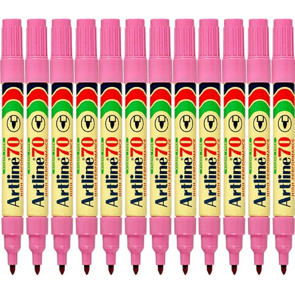 Artline 70 Permanent Marker 1.5mm Bullet Tip Nib Pink Box 12 | Woolworths